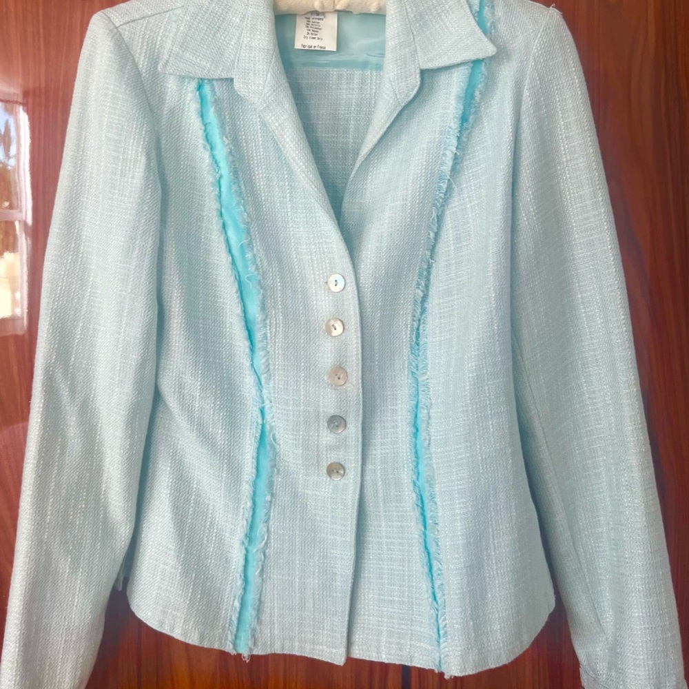 Sale Vertigo Paris Light Blue Textured Blazer - Gem